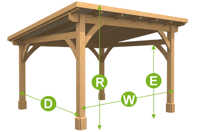 Pent Roof Oak Gazebo with Sides | 12 Custom Oak Wall Designs