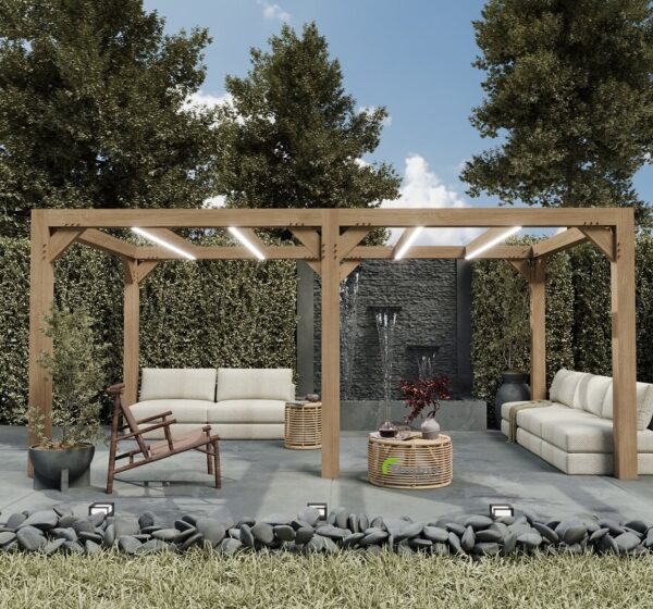 Modern Oak Pergola 3 m x 5 m - Modern Chic with Timber Solution
