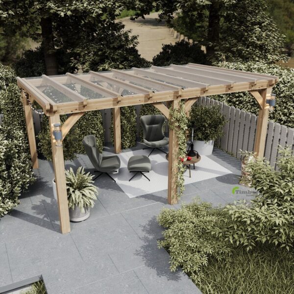 Oak pergola with transparent roof - enjoy outdoor fun under the roof