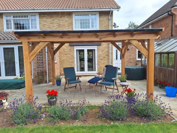 Pent Roof Oak Gazebo with Sides | 12 Custom Oak Wall Designs