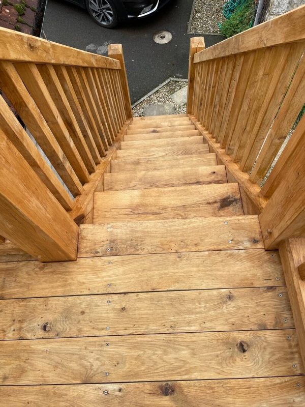 Outdoor Oak Staircase | Strong, Durable I Handmade in Green Oak
