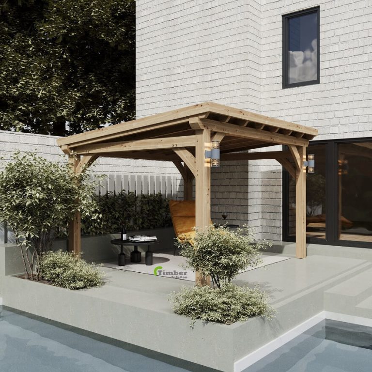 Pent Roof Oak Gazebo with Sides | 12 Custom Oak Wall Designs